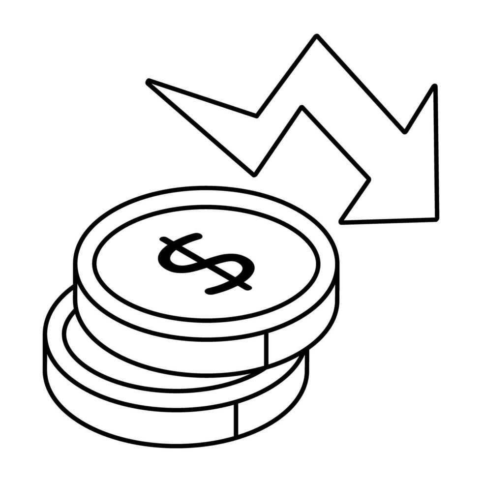 A trendy design icon of dollar decrease 51588430 Vector Art at Vecteezy