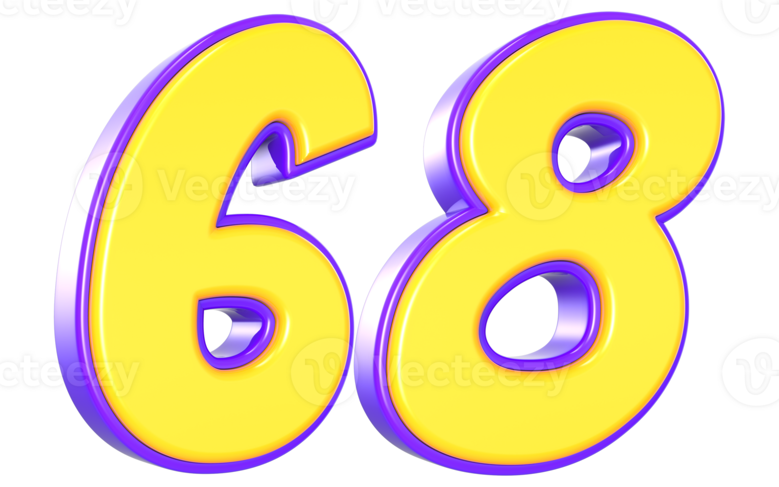 68 Number 3D Yellow And Purple 51592216 PNG