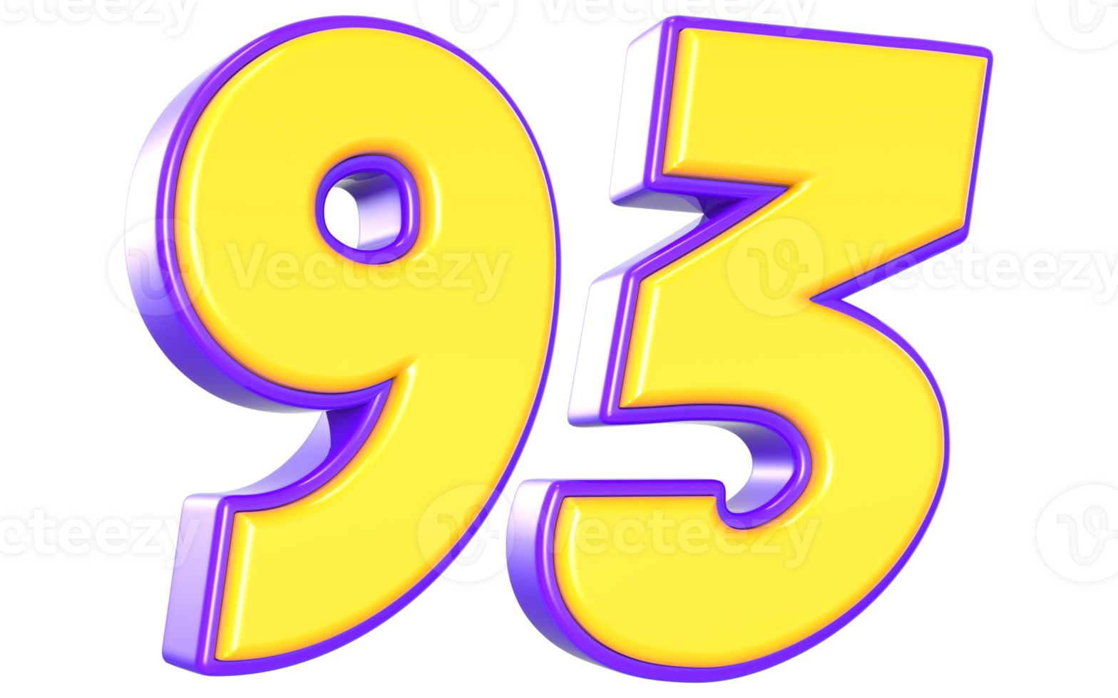 93 Number 3D Yellow And Purple 51593551 PNG