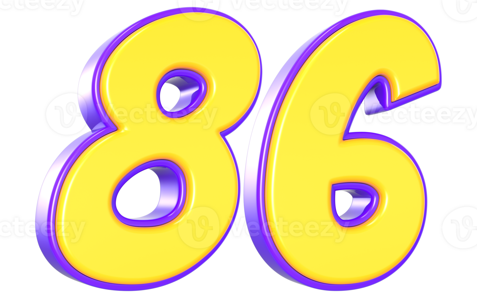 86 Number 3D Yellow And Purple 51593557 PNG