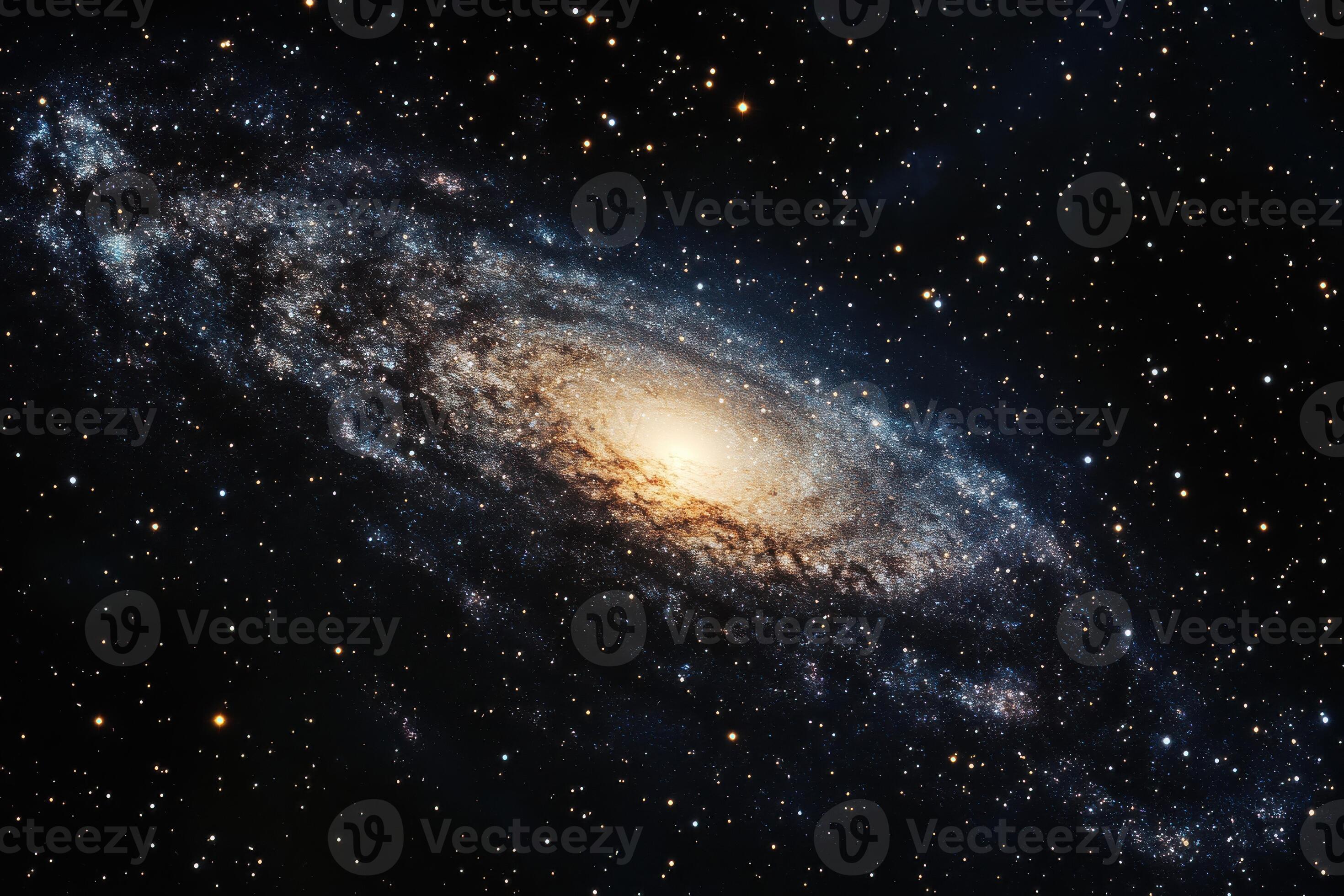 Stunning view of a spiral galaxy illuminated by countless stars in the vast universe at night ...