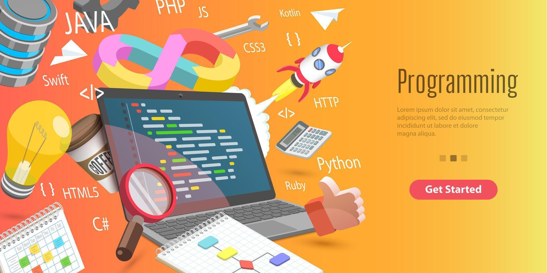 3D Conceptual Illustration of Software Development, Programming ... 3D Conceptual Illustration of Software Development, Programming ...