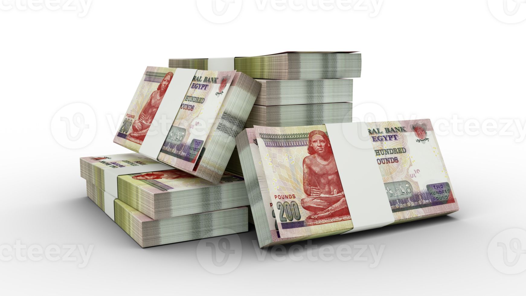 3d Rendering Of Stack Of Egyptian Pound Notes Bundles Of Egyptian Currency Notes Isolated On A