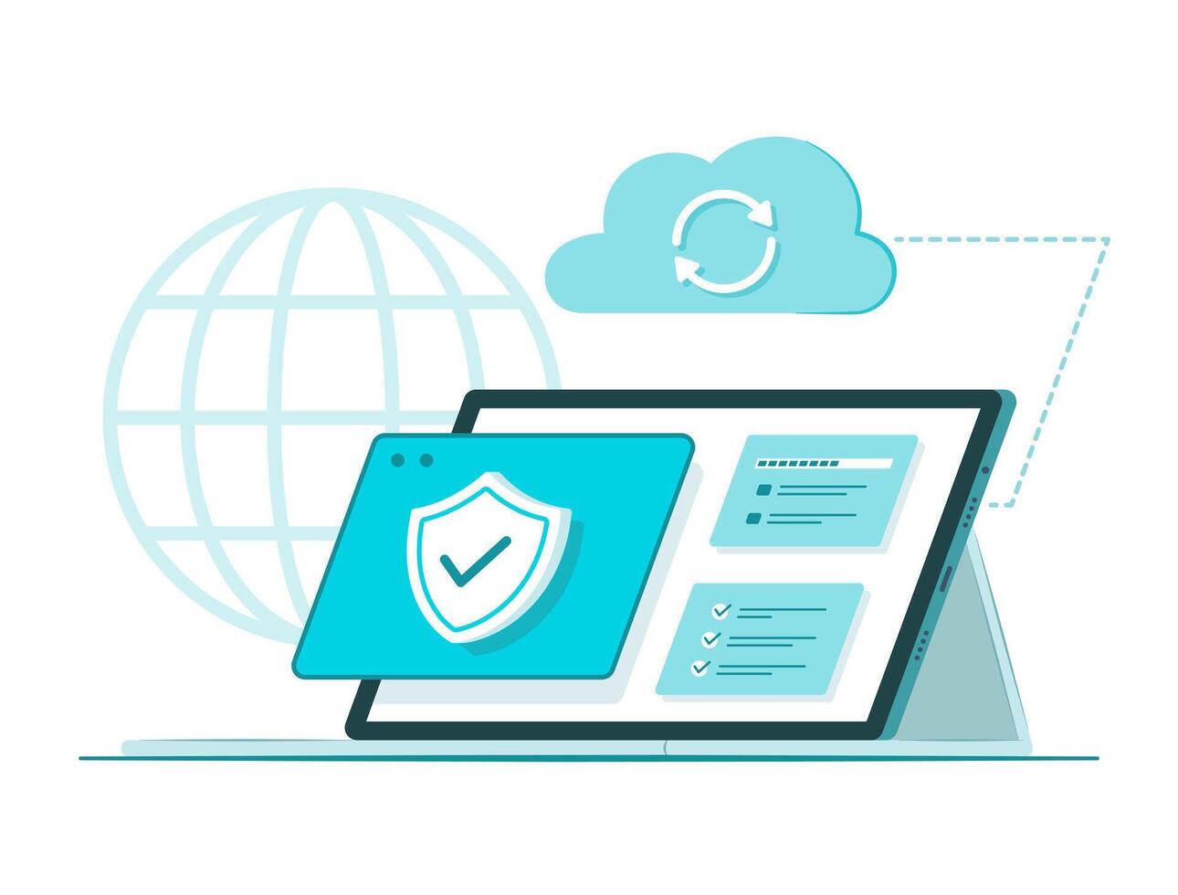 Tablet Device Syncing Security Data From Cloud Computing For Cyber Security And Wireless Network