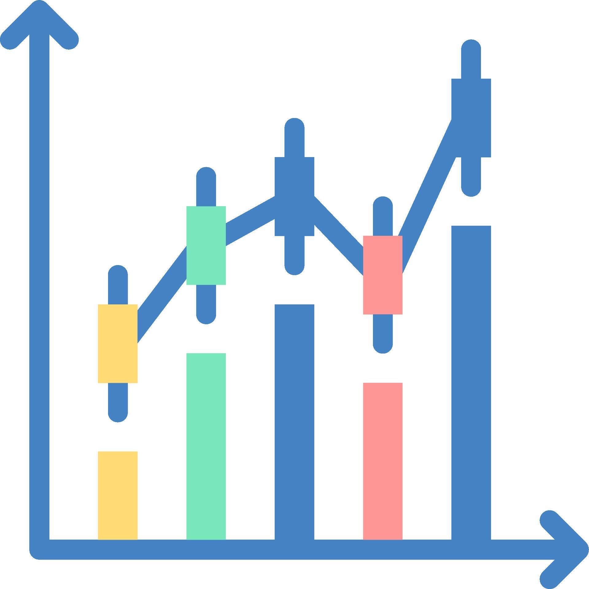 A graph with arrows going up and down 51654109 Vector Art at Vecteezy