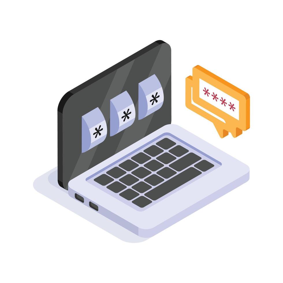 Encrypted laptop login screen, symbolizing secure user authentication 51662086 Vector Art at ...