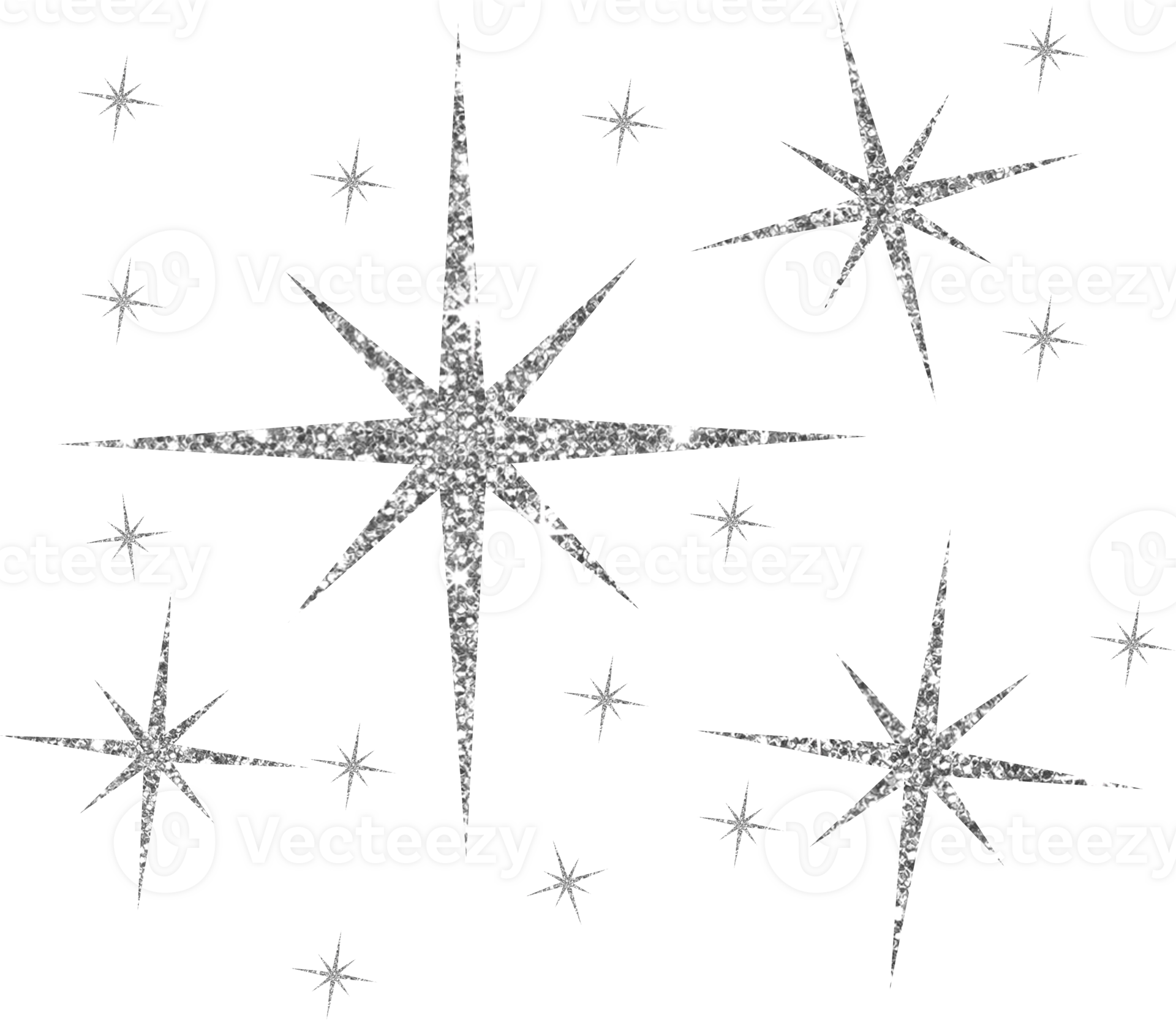White Silver Sparkling Glitter Stars 51664232 PNG