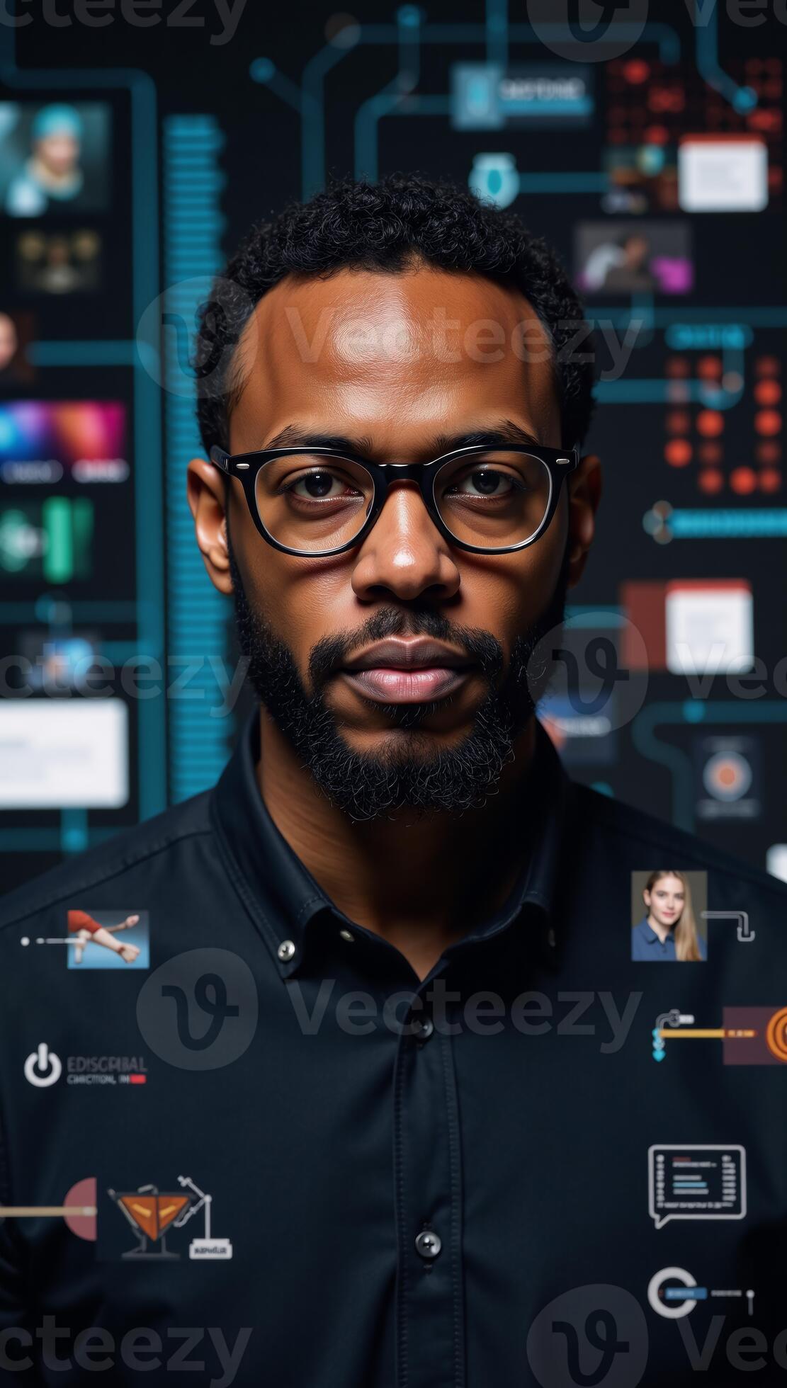 AIcentered cybersecurity challenge featuring a Black African American ...