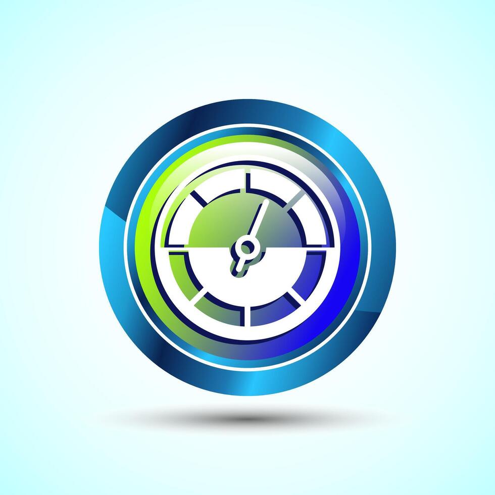 Speedometer Icon Design Illustration Speed Indicator Sign Symbol Glossy Round Button Design
