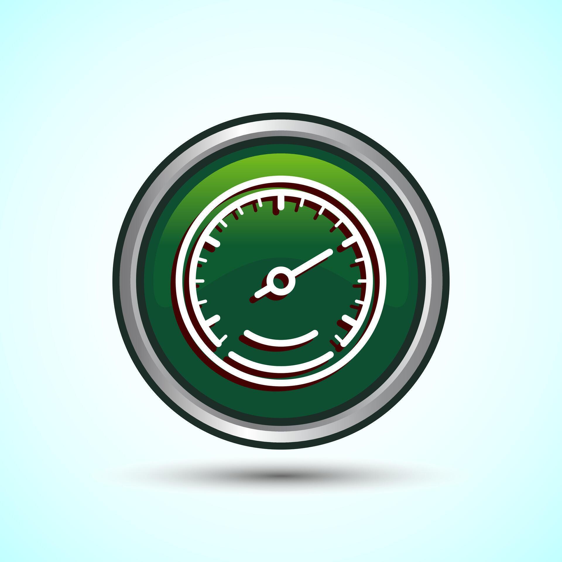Speedometer Icon Design Illustration Speed Indicator Sign Symbol Green Color Round Button
