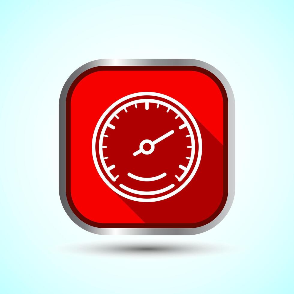 Speedometer Icon Design Illustration Speed Indicator Sign Symbol Red Shadow Button Design
