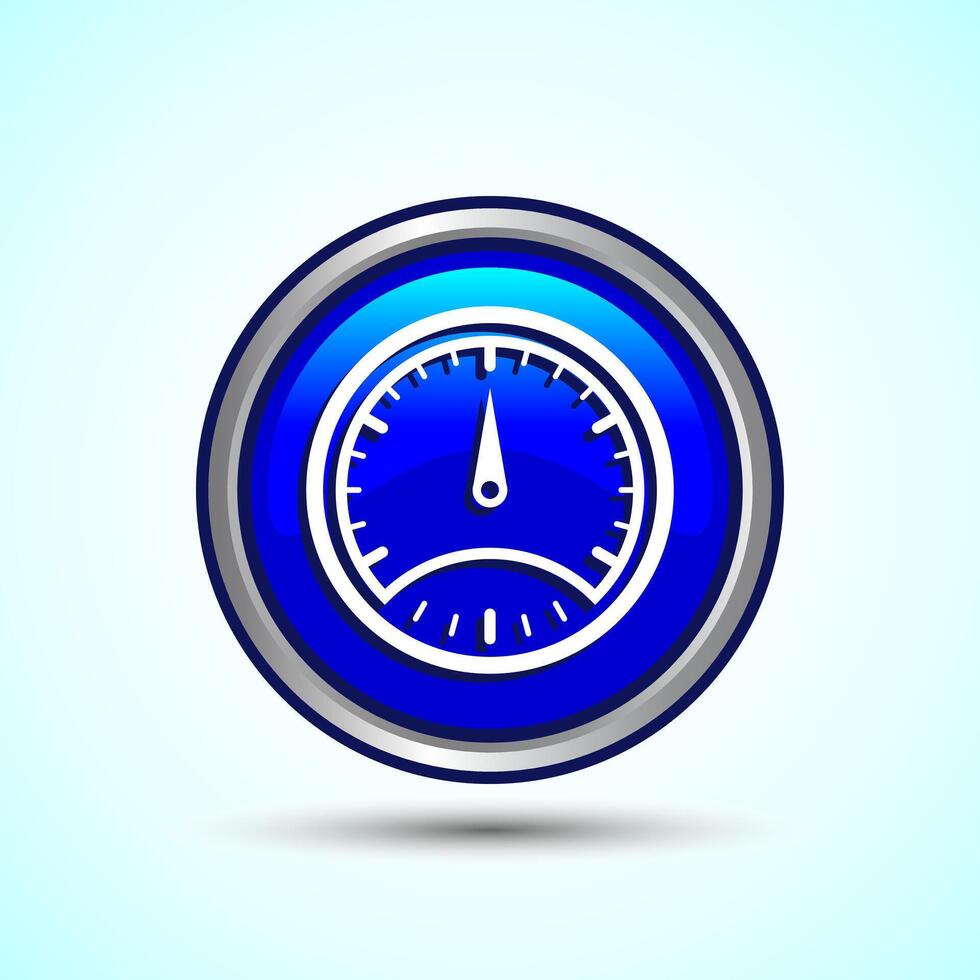 Speedometer Icon Design Illustration Speed Indicator Sign Symbol Blue Color Round Button