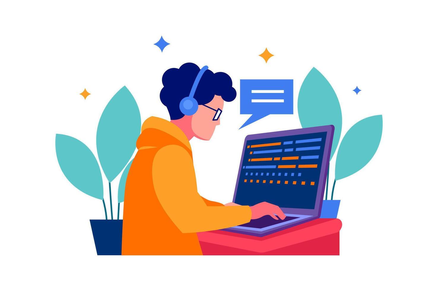 Software Developer Writing Code on Laptop, Simple Ar 51681422 Vector ...