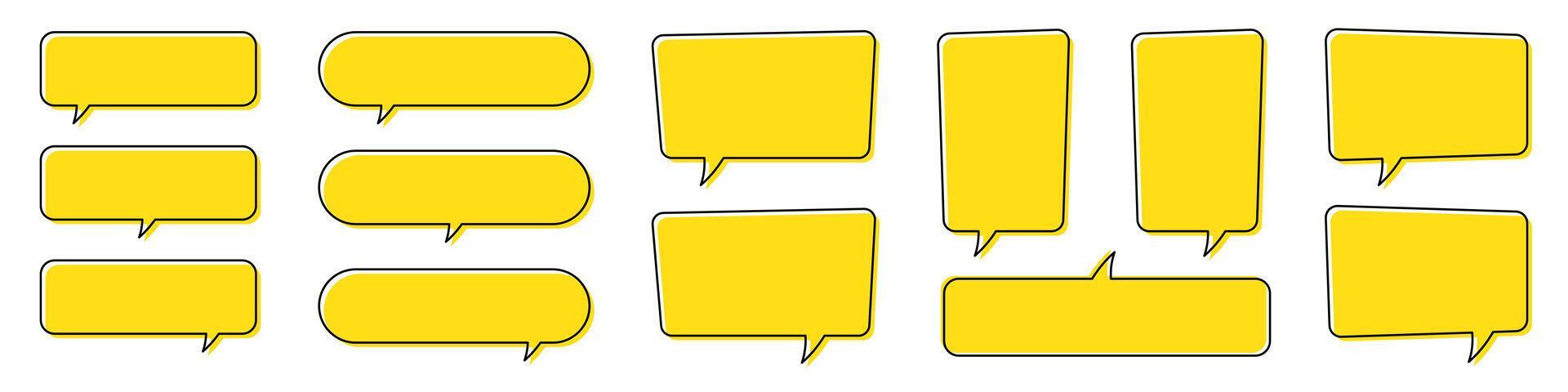 Chat bubble in yellow, speech bubble, message box set. Yellow quote ...