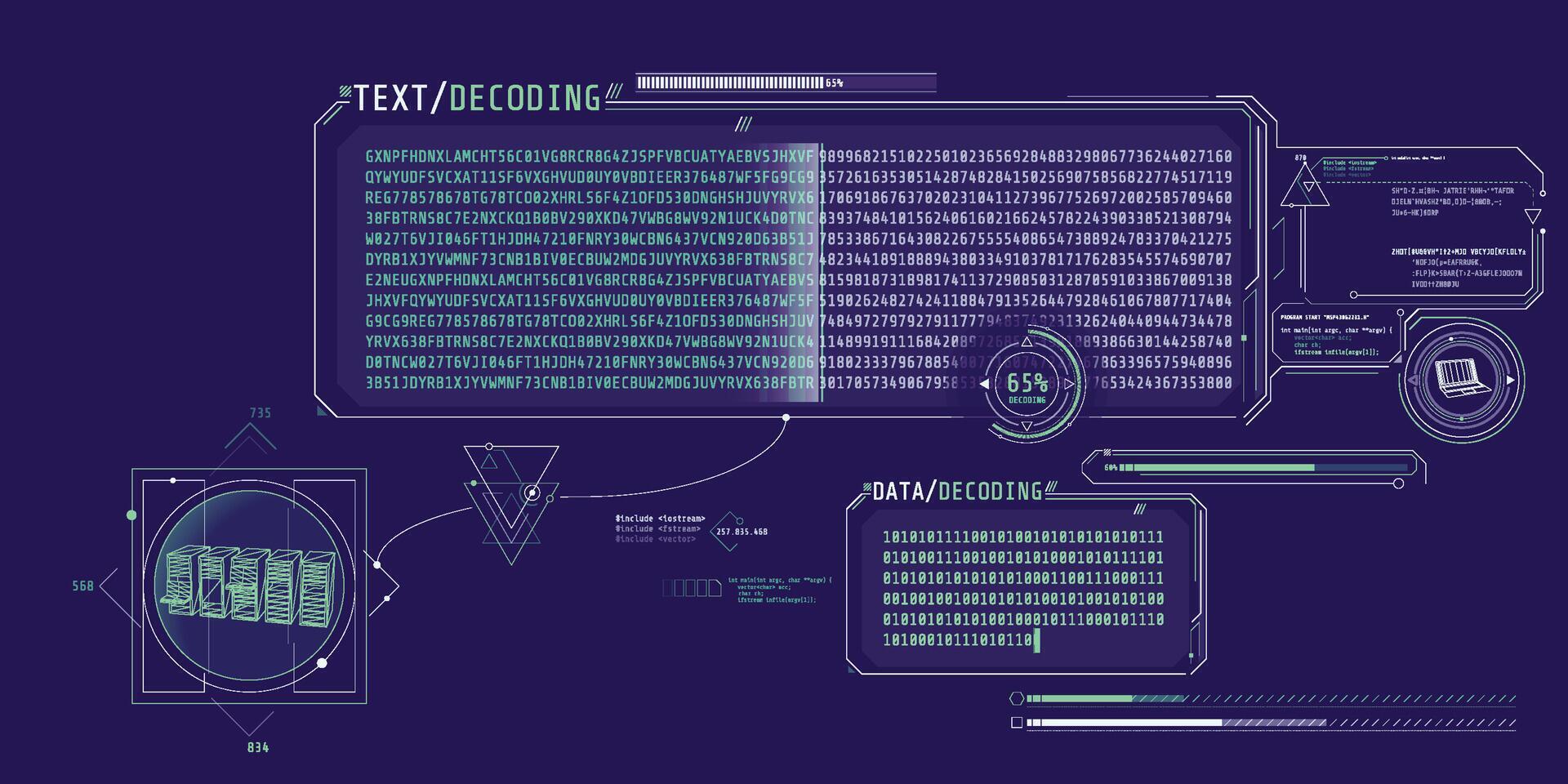 Server Data Processing Interface With Text Decoding 51682962 Vector Art At Vecteezy