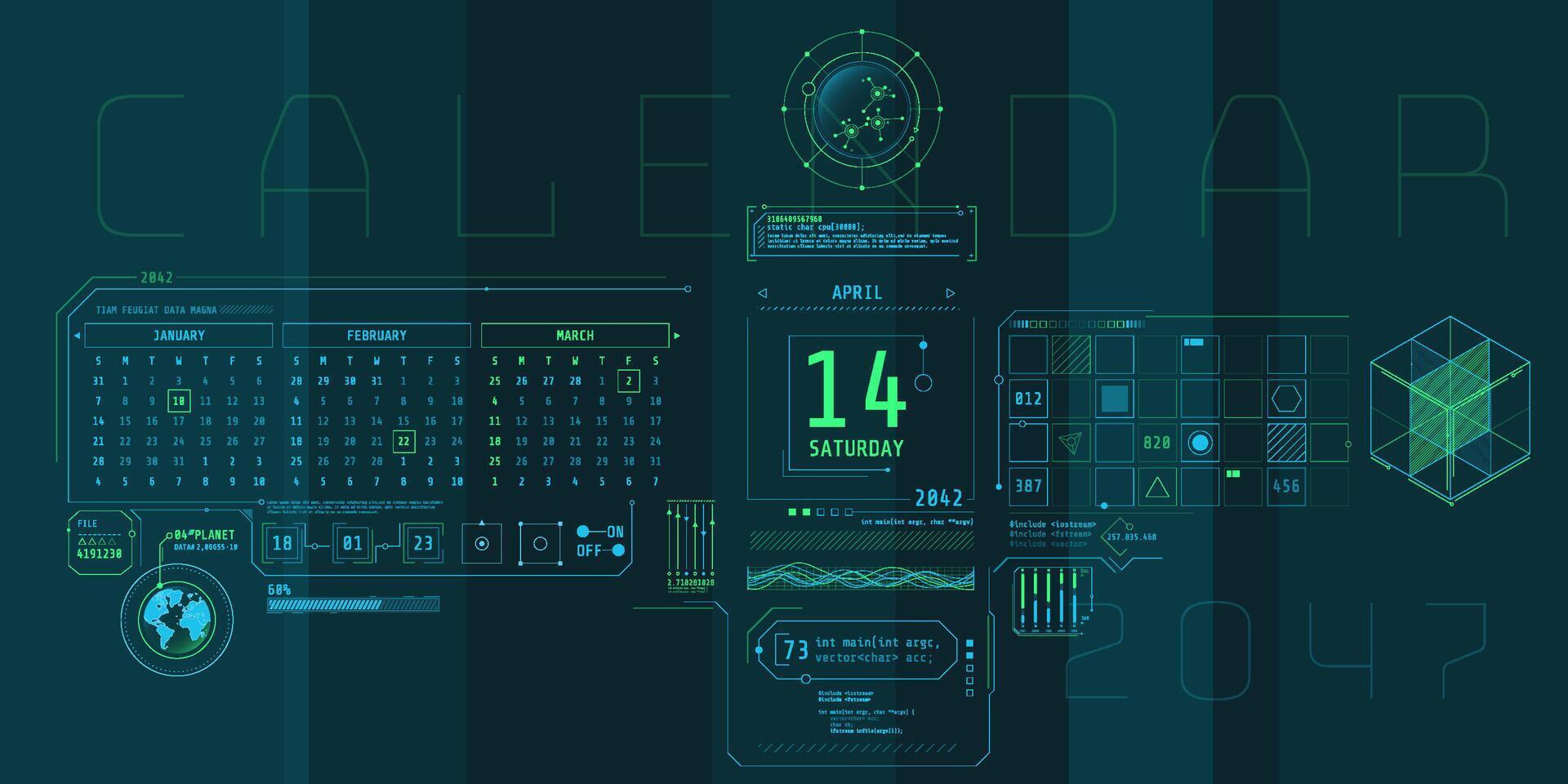 Composition Of Computer Hud Interface With Calendar 51682998 Vector