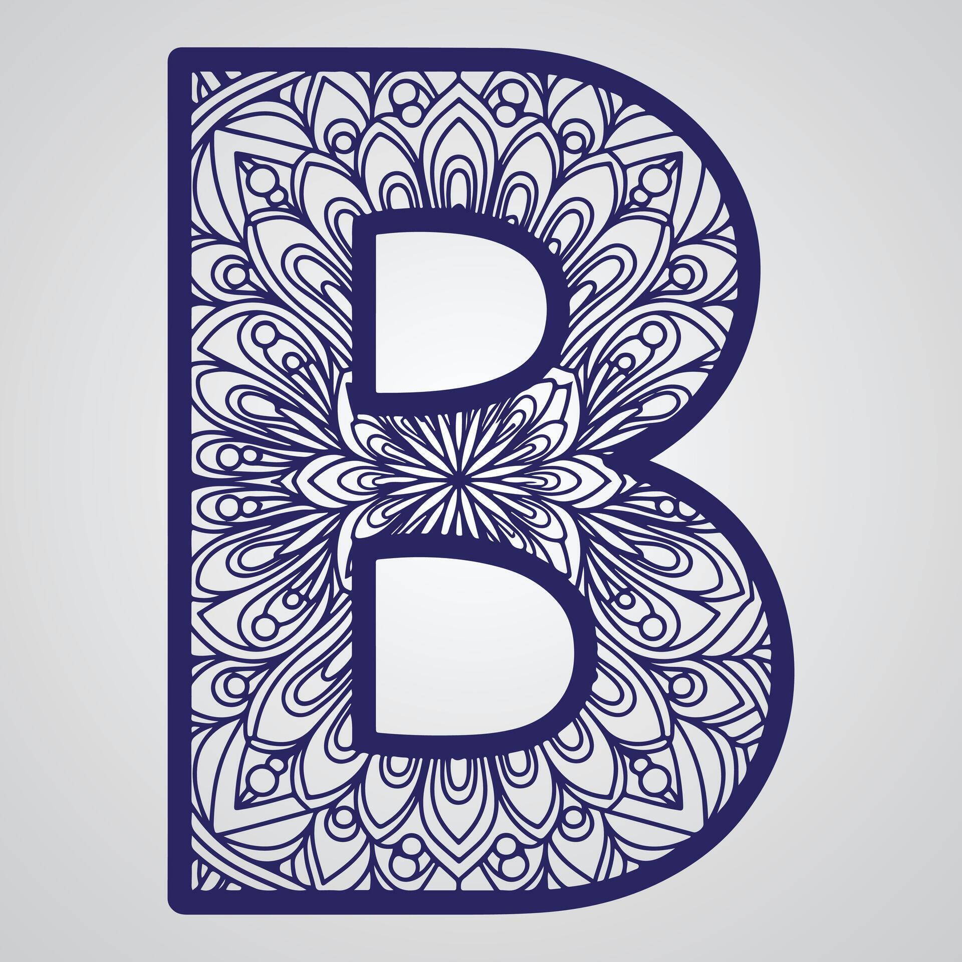 Coloring book capital letters B hand drawn template mandala 51690763 ...