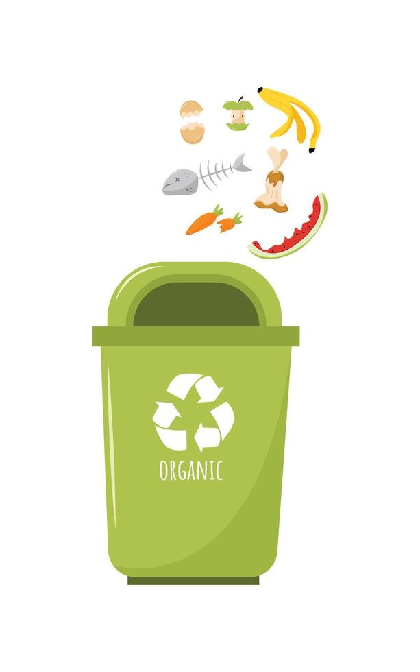 Container for sorted organic garbage. Zero waste concept. Isolated ...