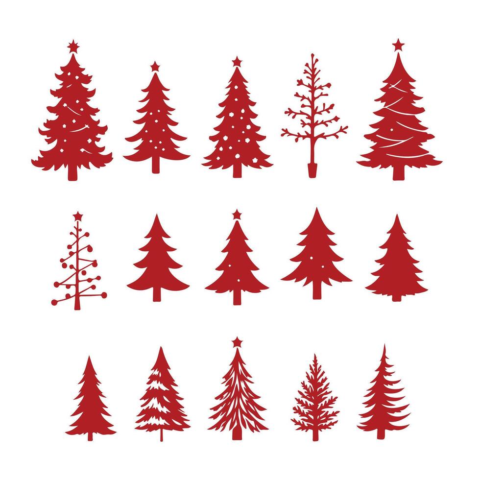 Red Christmas Tree Icons. 51698243 Vector Art at Vecteezy