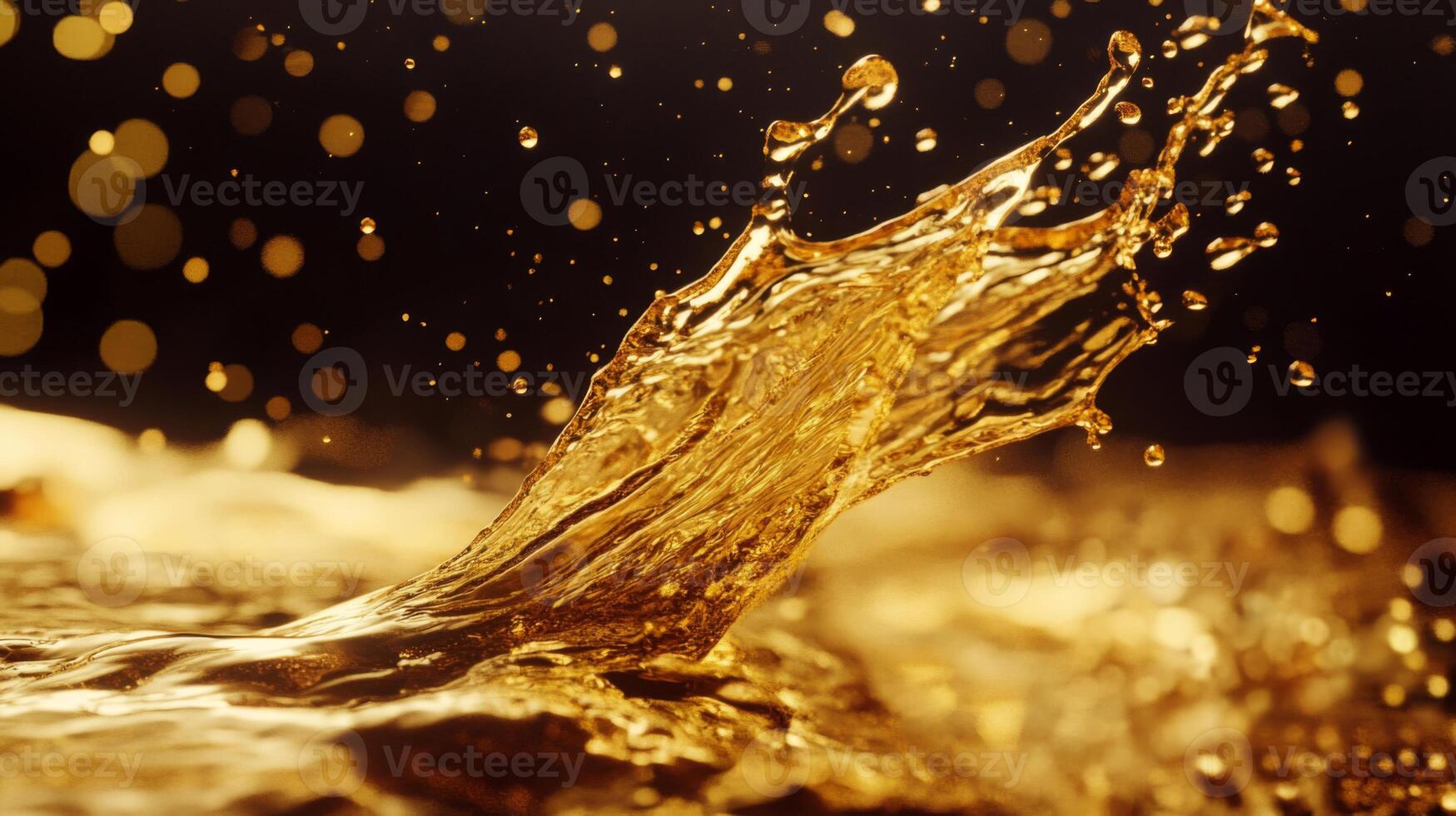 Golden Liquid Splash with Bokeh Background 51708230 Stock Photo at Vecteezy