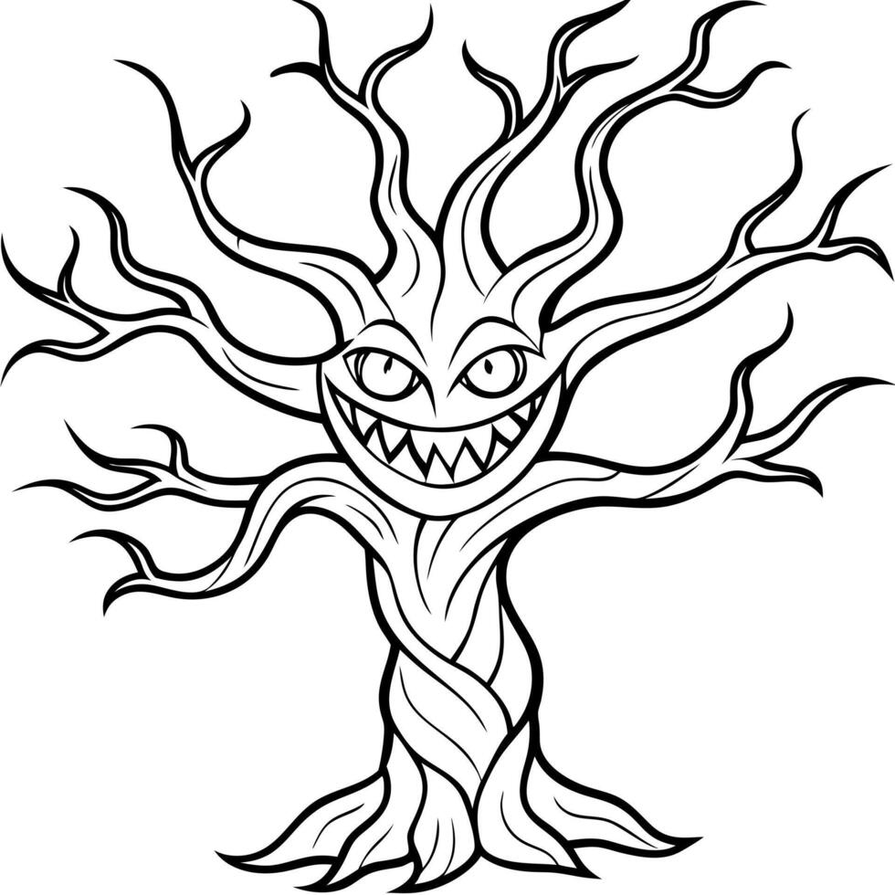 creepy tree coloring page