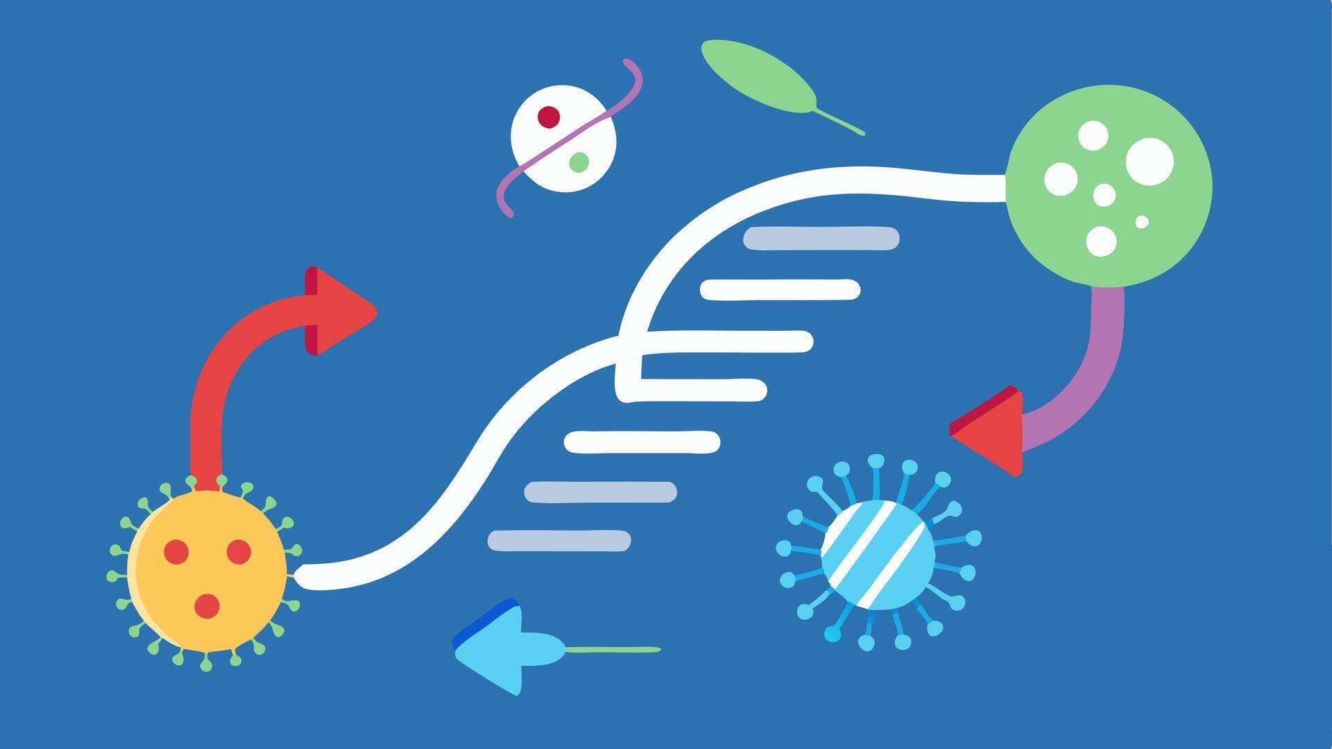 Microbial Interaction A Visual Representation Of Microbes Near Dna