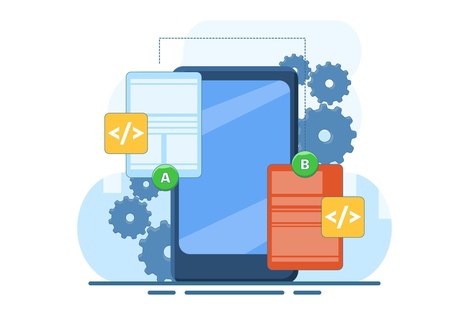 Ab Testing Concept Comparing Test Results Between 2 Website Design