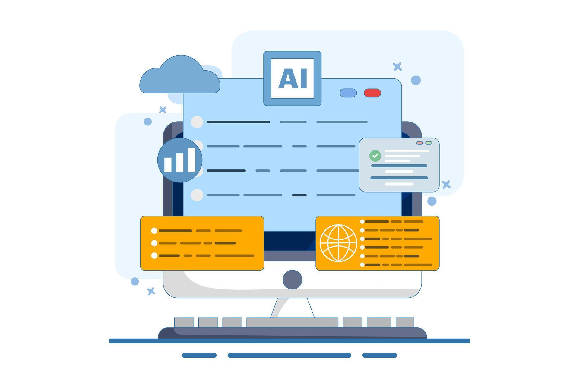 Programming and communication concept. Software and mobile app development. Cloud services and ...