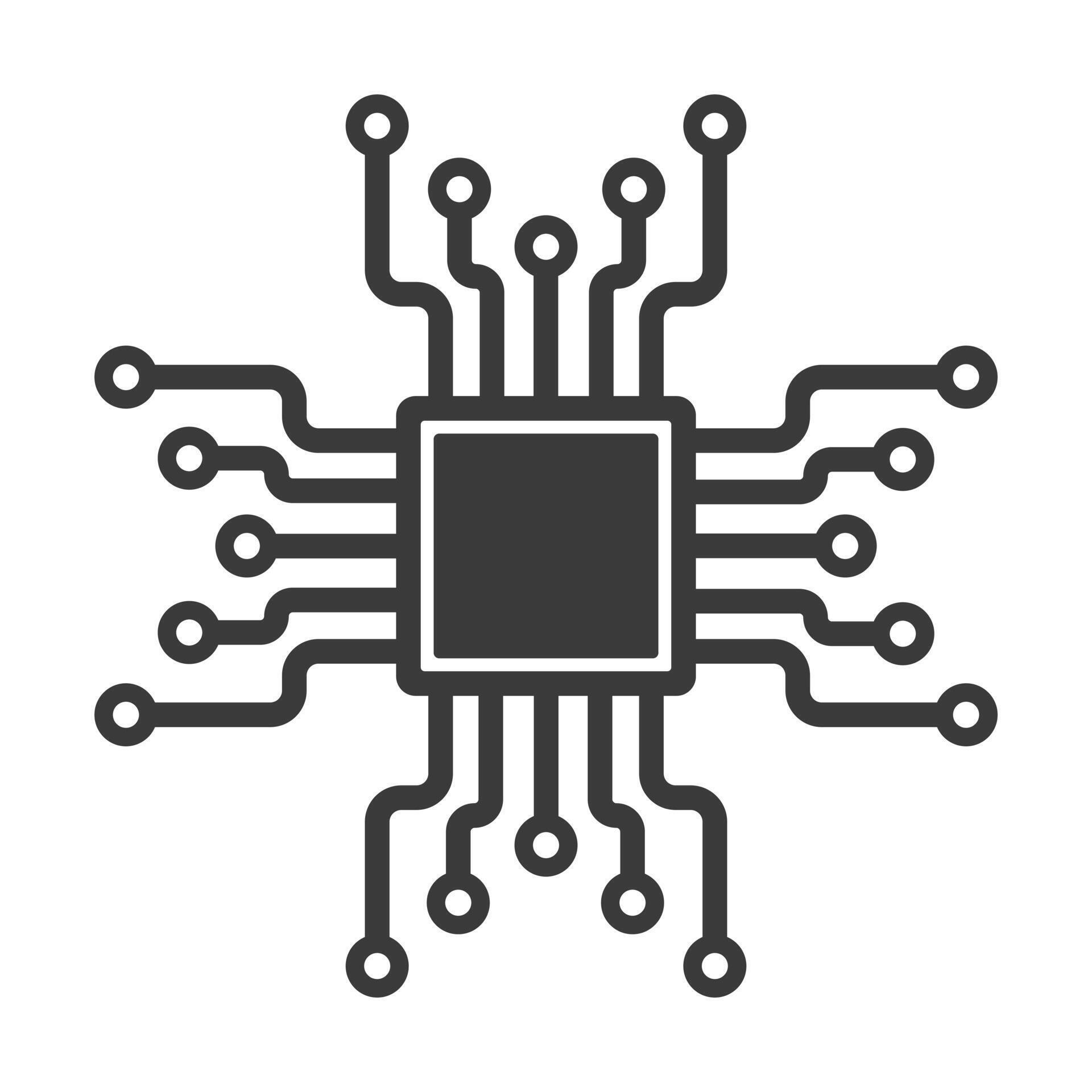 AI, CPU, GPU microchip icon, Machine learning micro chip symbol, ML icon, Artificial ...