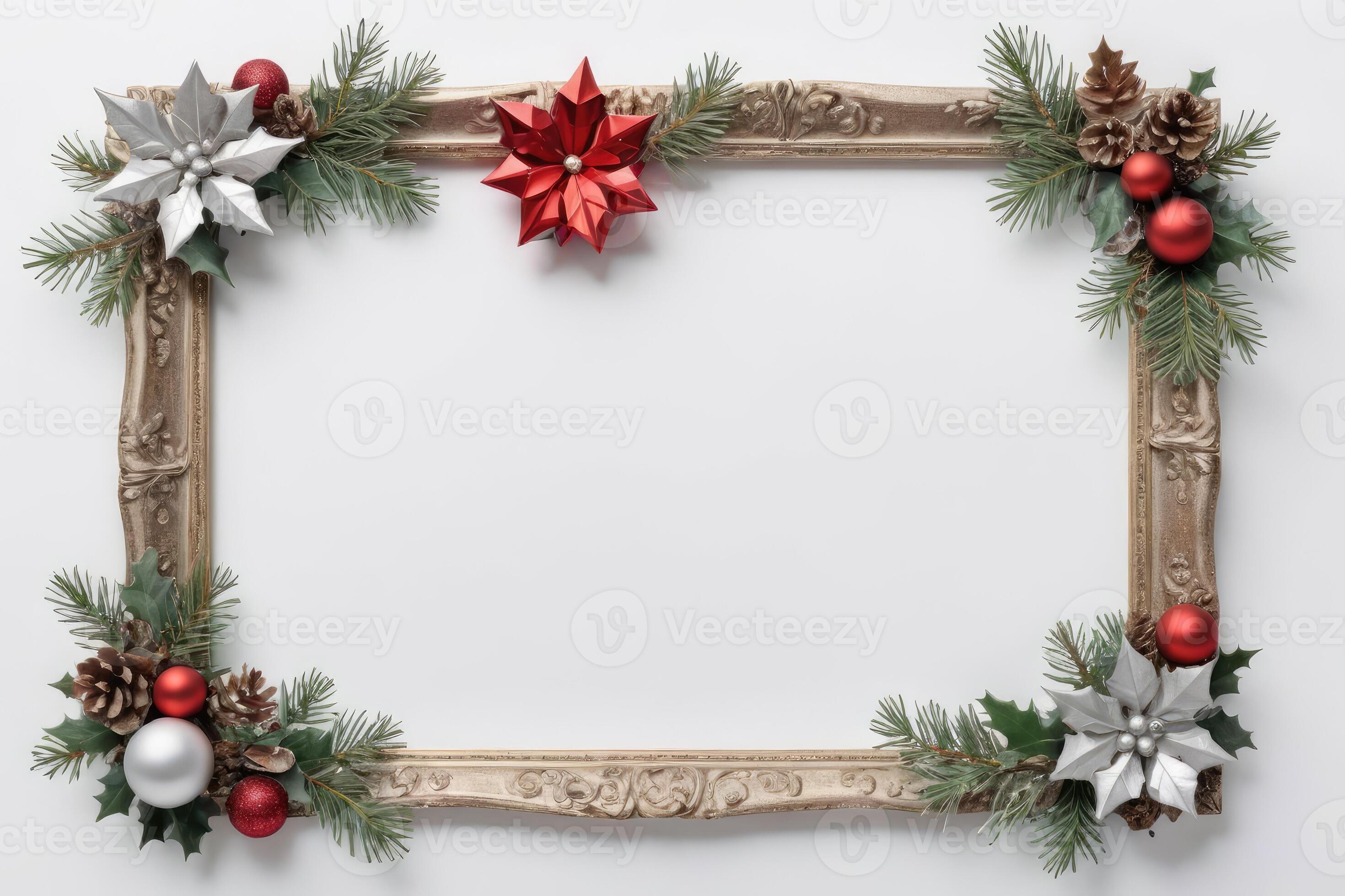 decorative christmas frame on white background 51738012 Stock Photo at ...