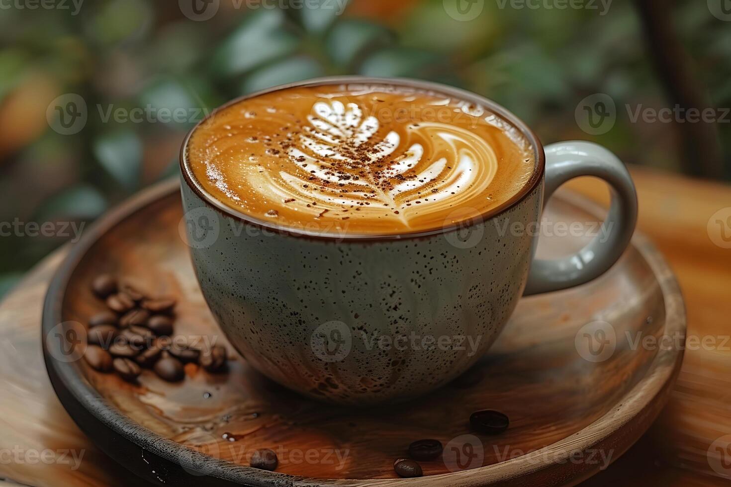 Morning Indulgence Artful Coffee Latte with Leafy Design Perfect for Cafe Menus 51747744 Stock ...