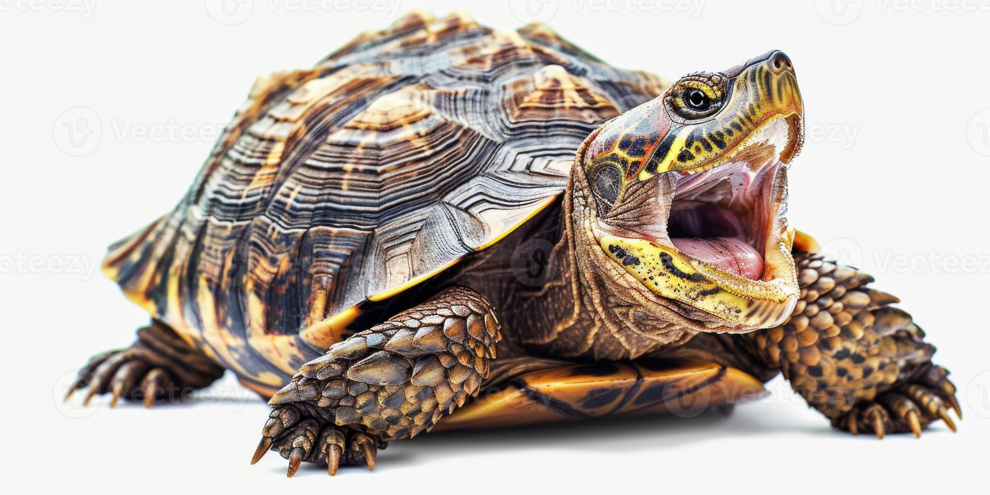 alligator snapping turtle is captured in a still position revealing its ...