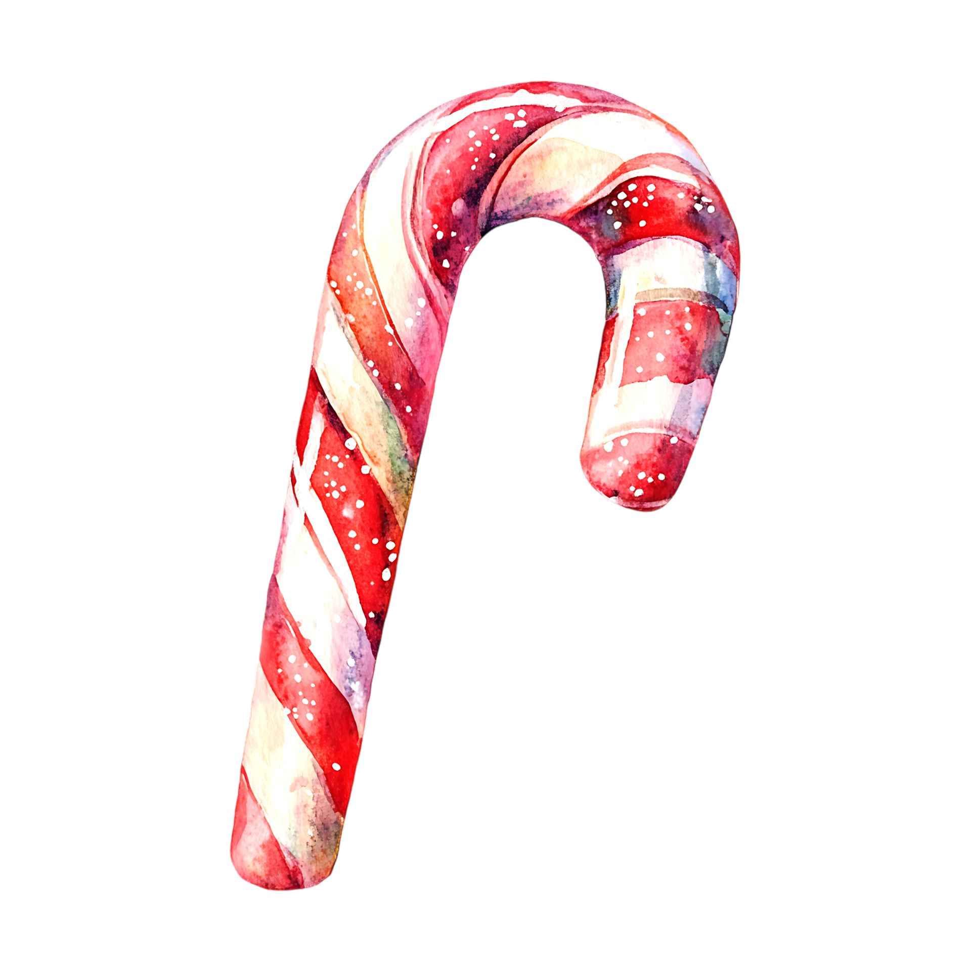 Festive Watercolor Christmas Candy Cane Clipart on a transparent ...