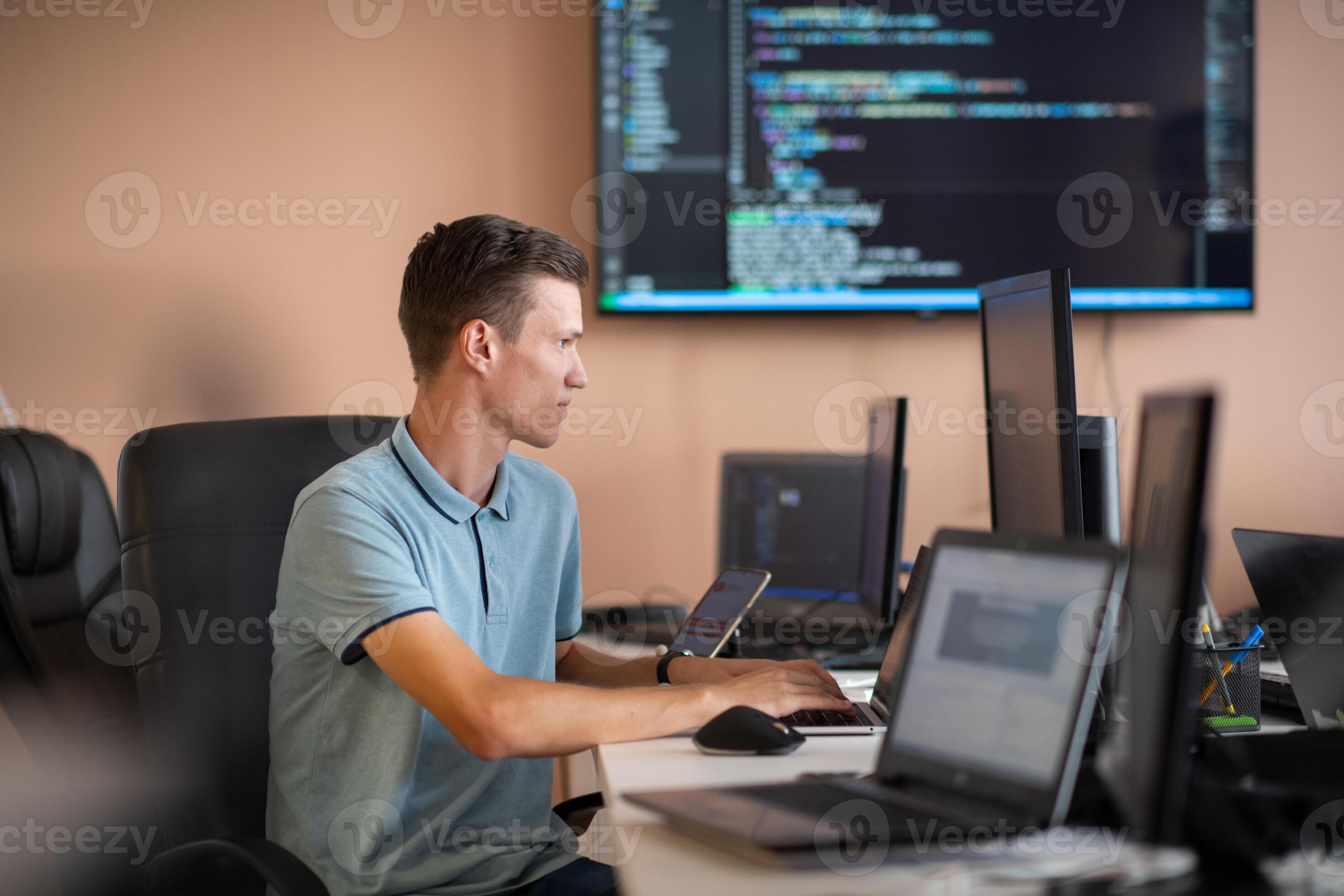 Innovating the Future. A Young Programmer Testing New Smartphone Apps ...