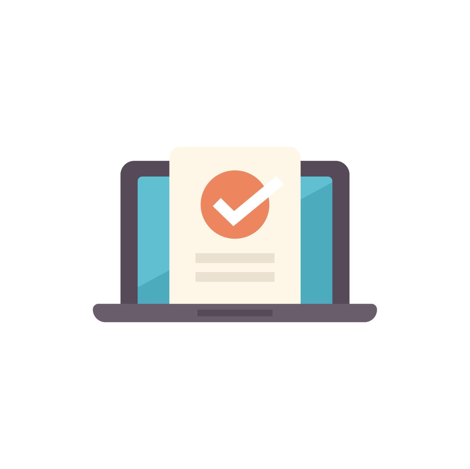 Online form being submitted on laptop with checkmark icon 51771688 Vector Art at Vecteezy
