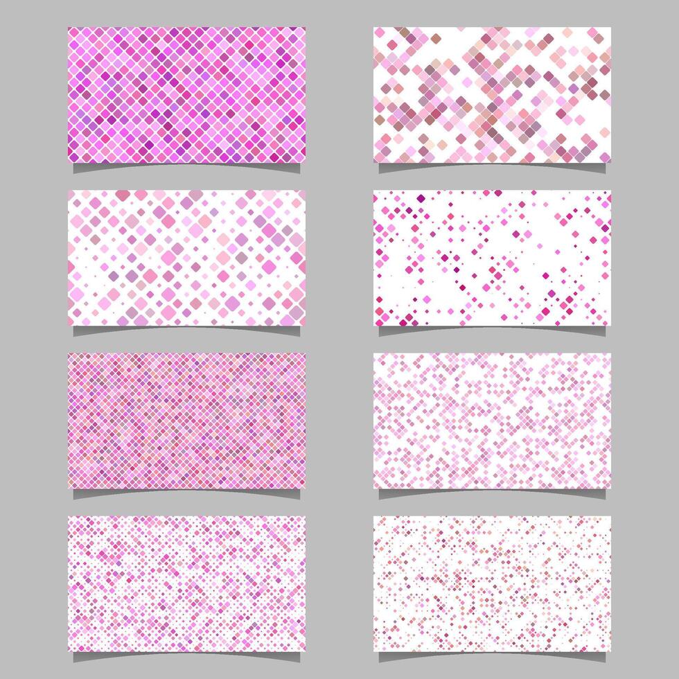 Abstract Diagonal Square Pattern Mosaic Card Background Template Set