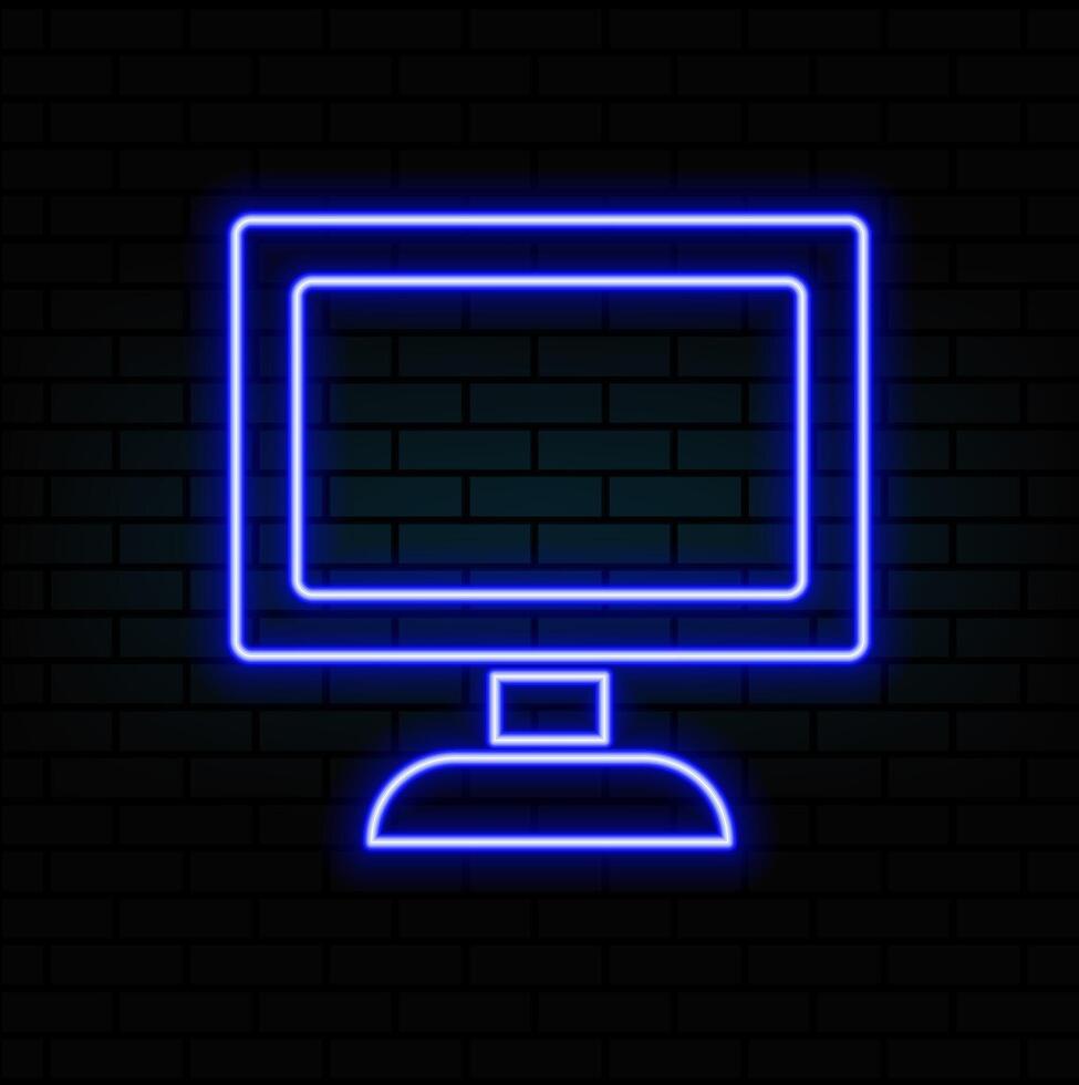 Pc monitor neon icon. Simple thin line, outline of computer parts icons for ui and ux, website ...