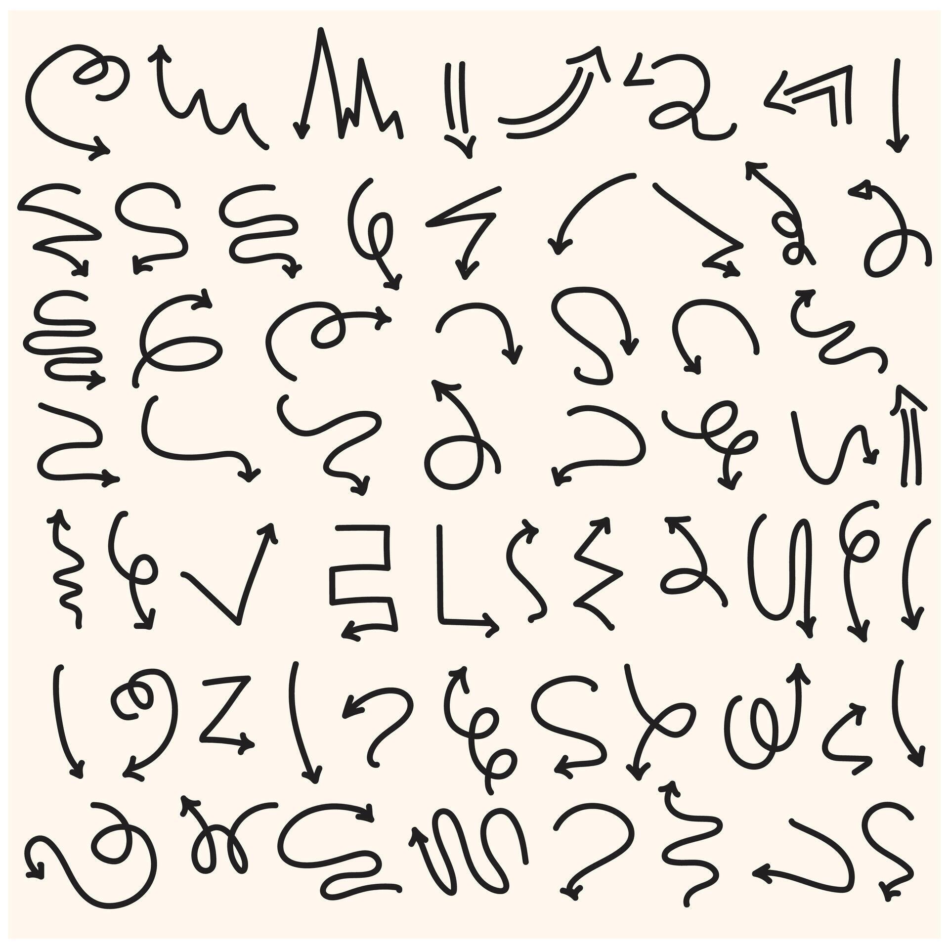 Set of different pointers With illustration style doodle and line art ...