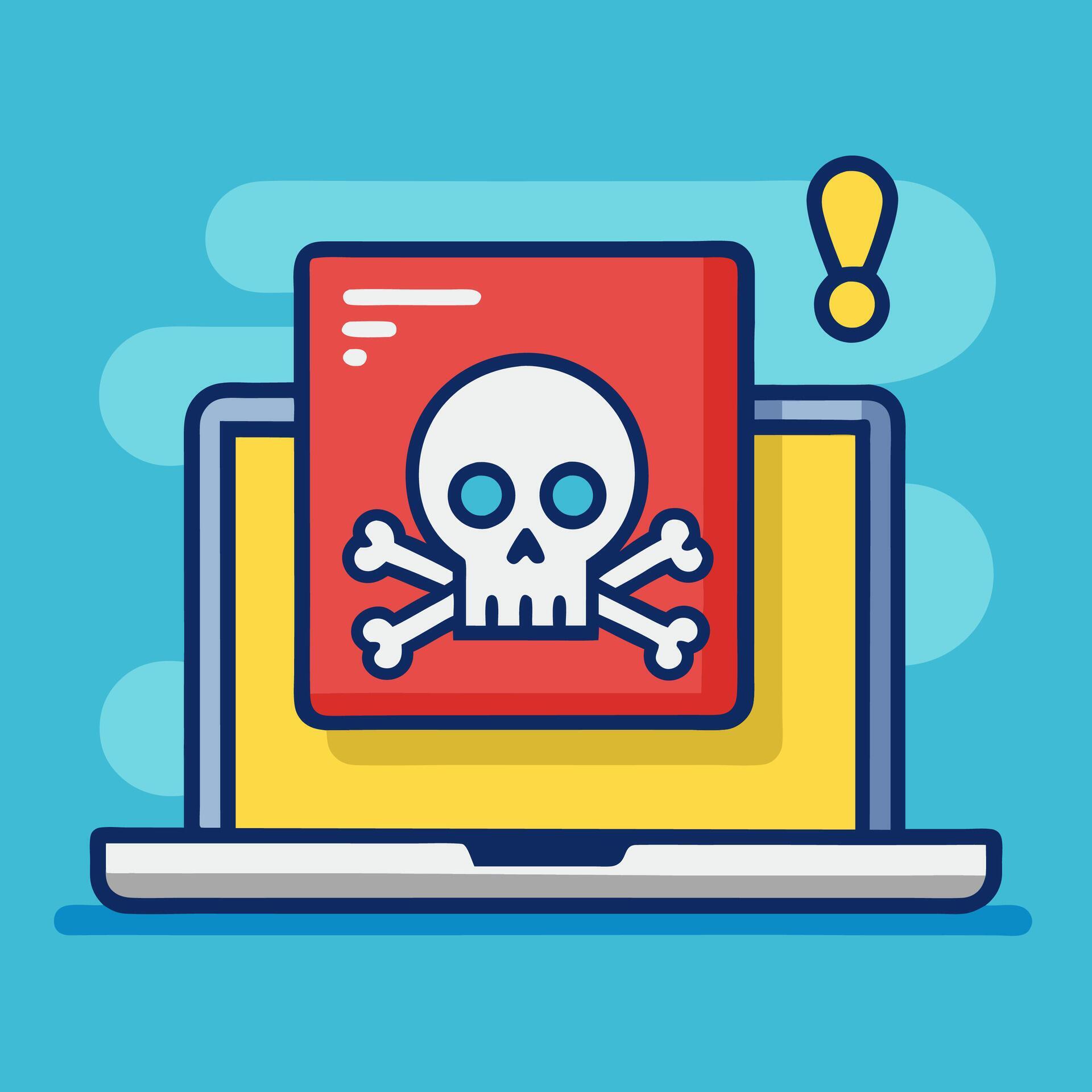 Alert notification notice on laptop computer , malware caution concept, spam data, fraud ...