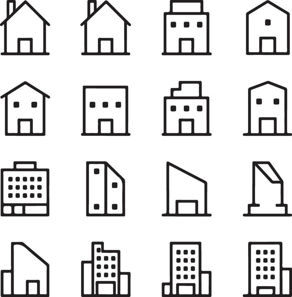 Set of building icons 51781196 Vector Art at Vecteezy