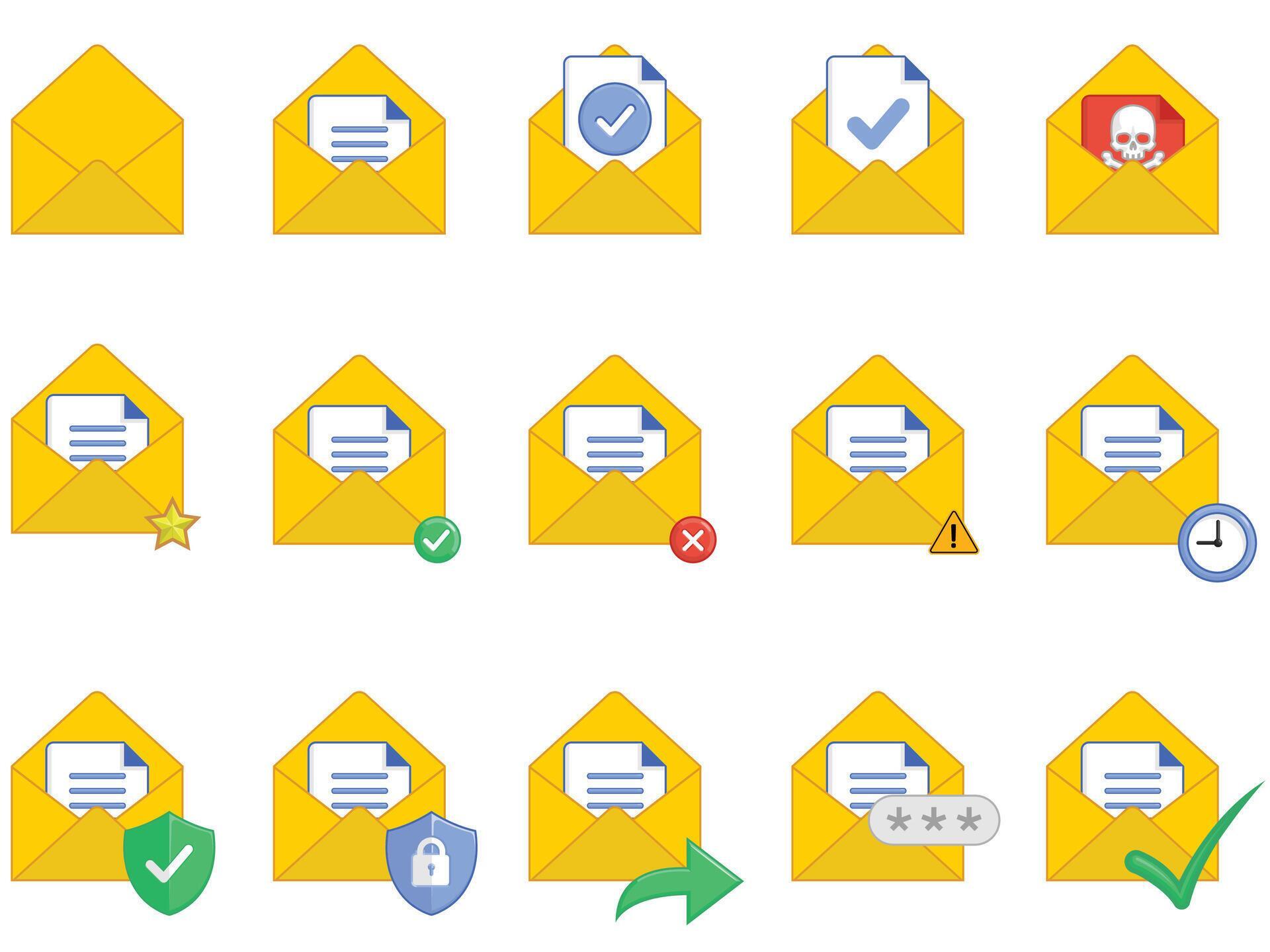 Email Read Opened Inbox Envelope Set 51782093 Vector Art at Vecteezy