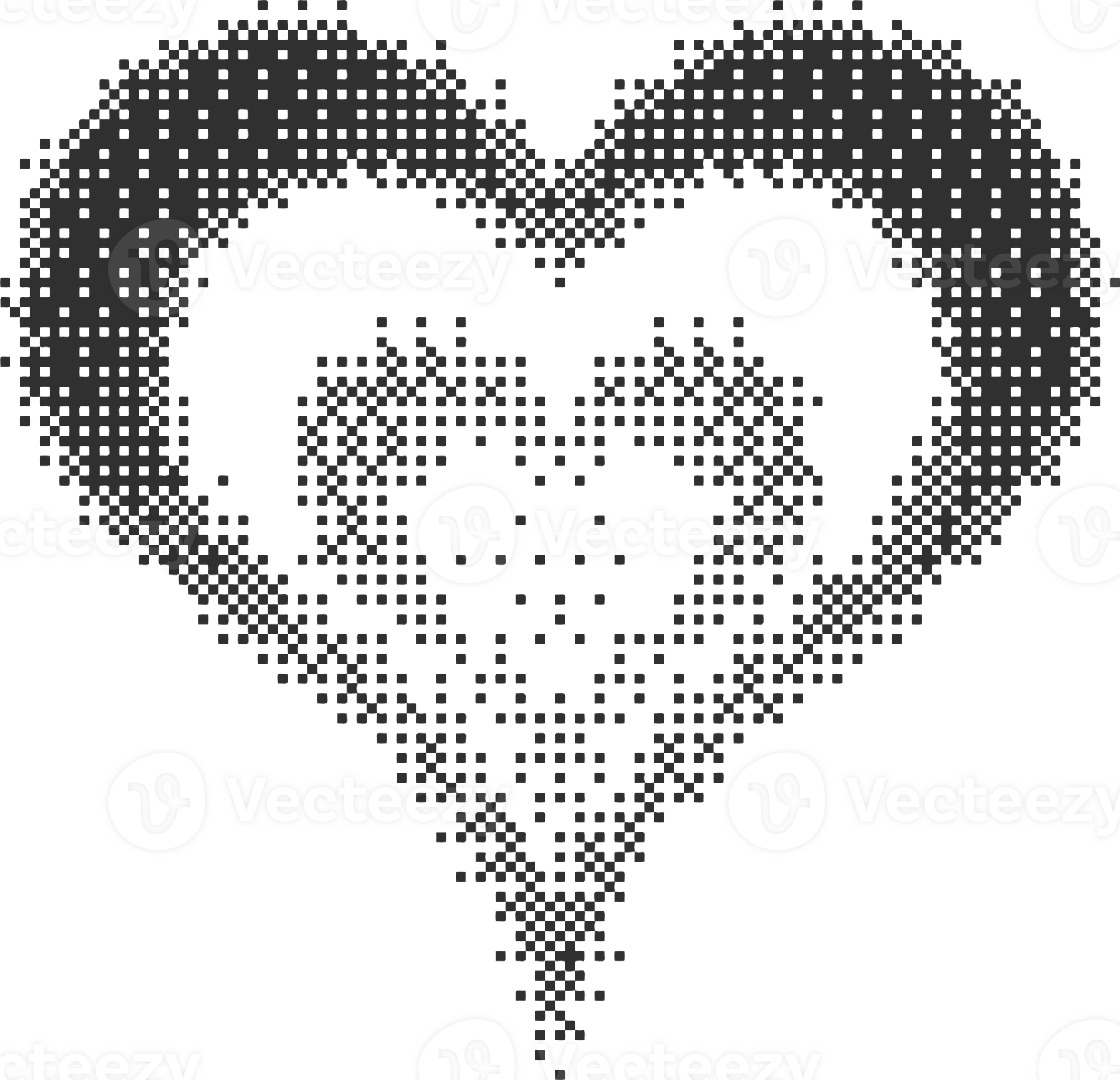Bitmap pattern abstract heart shape. Halftone gradient element. Y2k graphic abstract icon ...