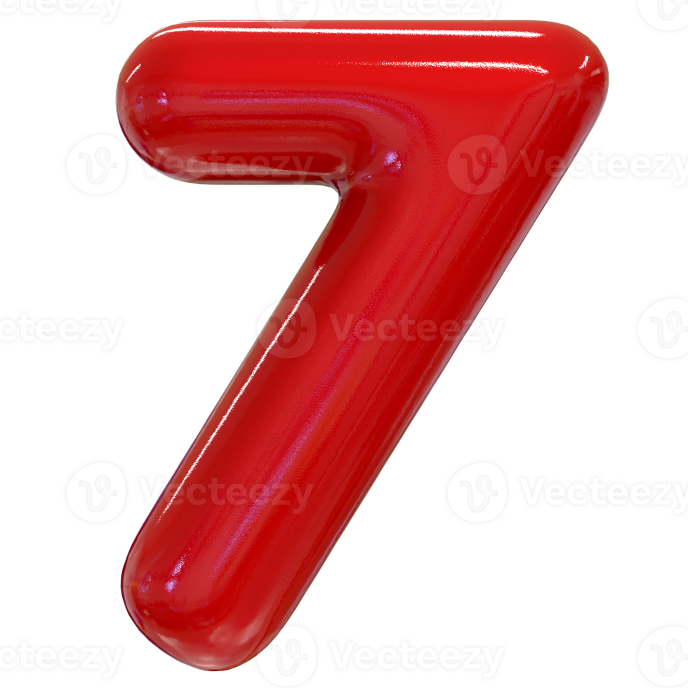 Red Number 7 51785547 PNG