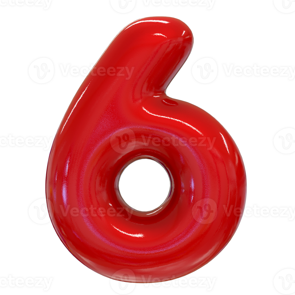 Red Number 6 51785572 PNG