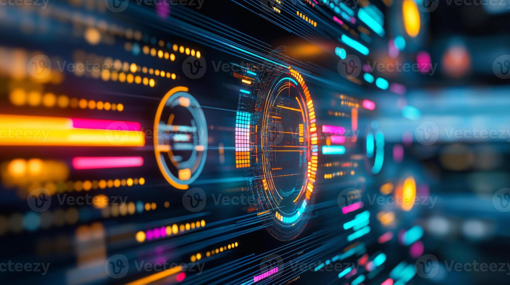 Futuristic digital dashboard showcasing benchmarking analytics with ... Futuristic digital dashboard showcasing benchmarking analytics with ...