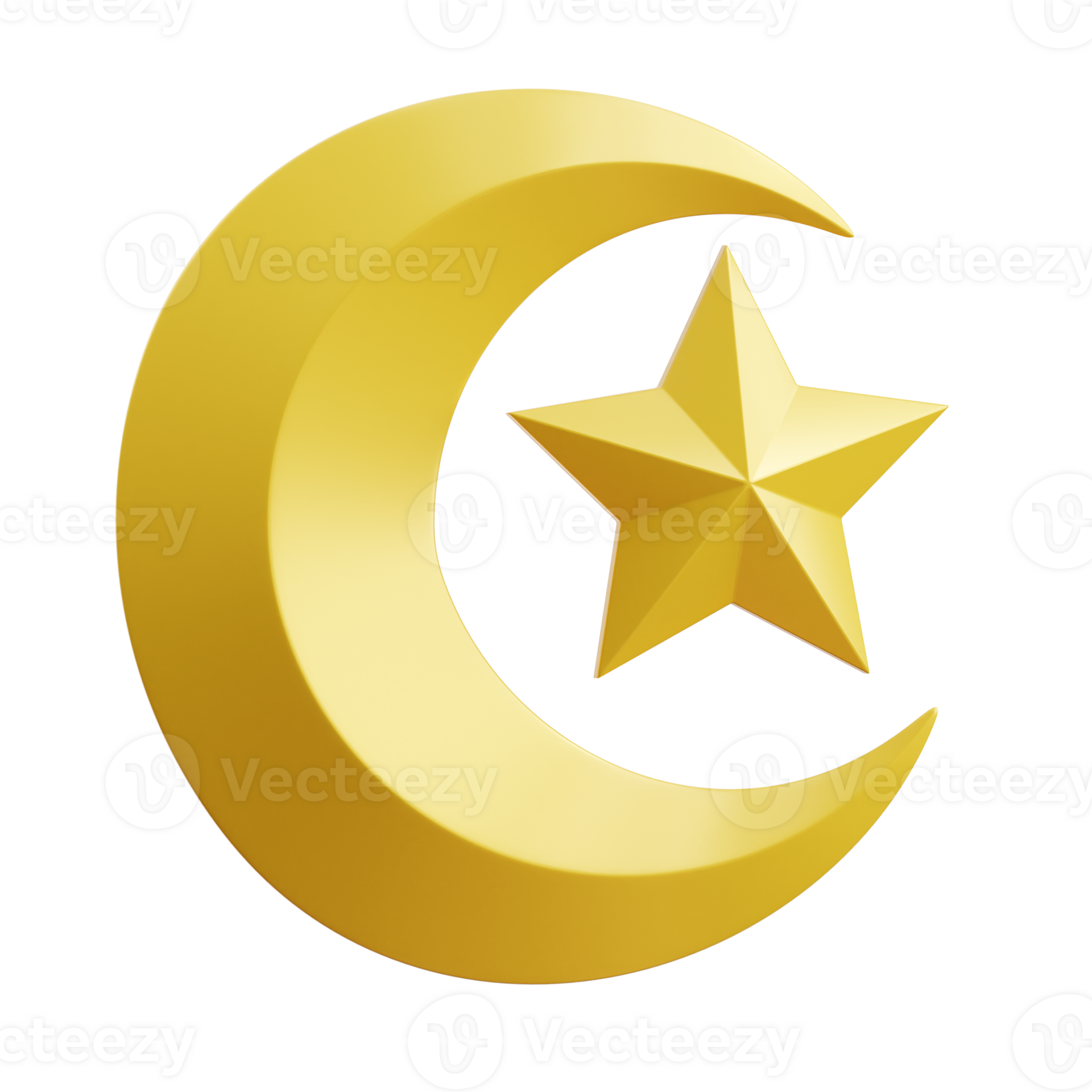 3D Golden Crescent And Star Icon 51796905 PNG