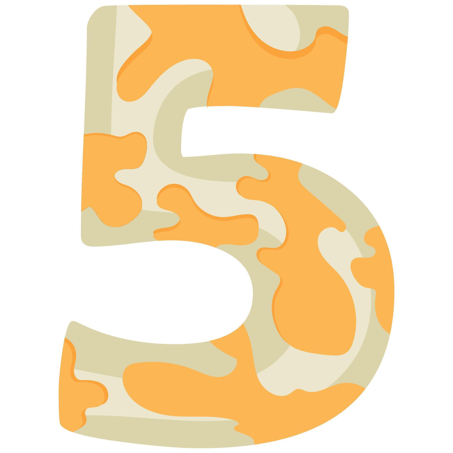 number 5 design for new year with animal design namely with yellow ...