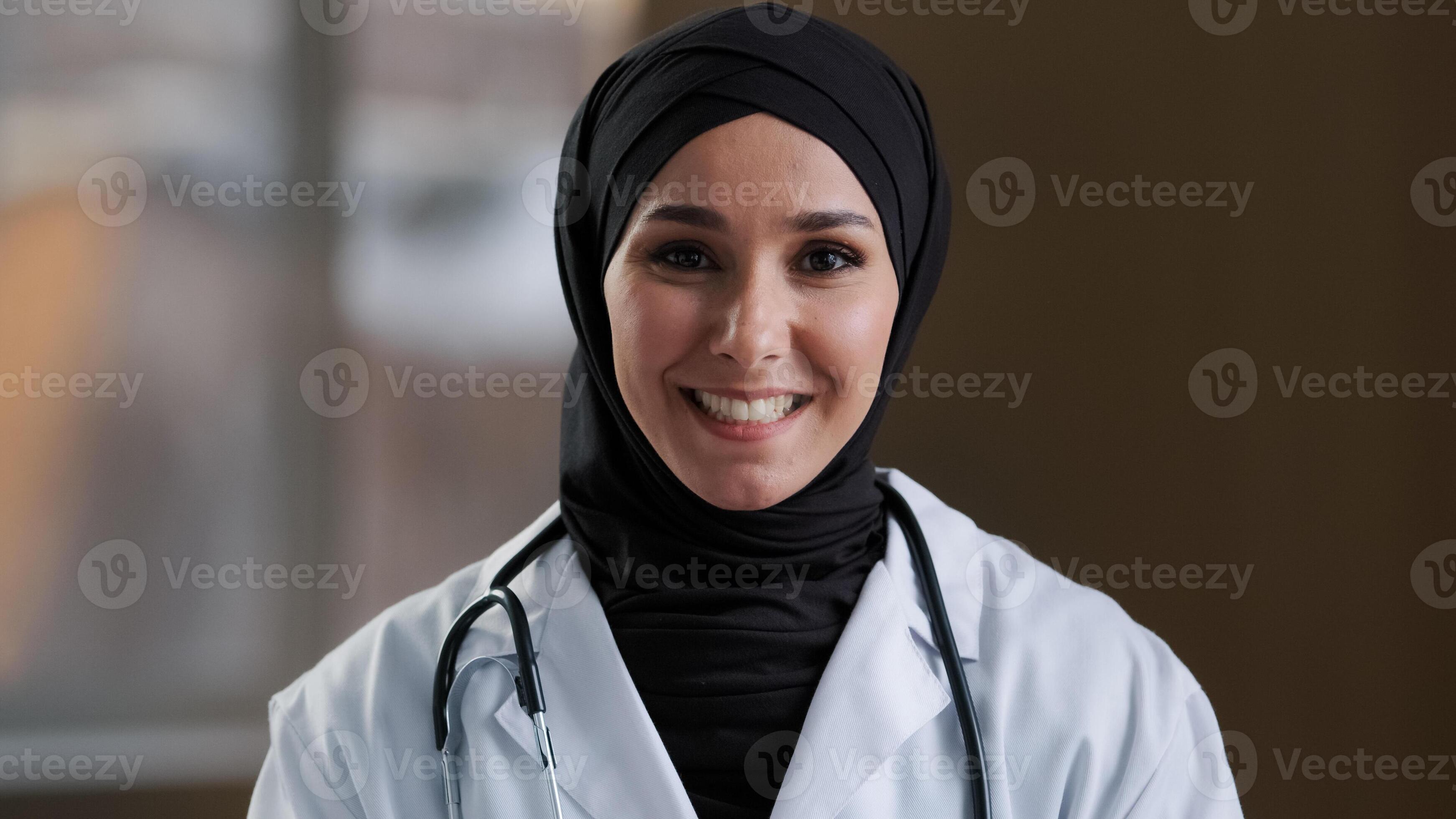 Happy muslim islamic woman doctor arabian girl female practitioner ... Happy muslim islamic woman doctor arabian girl female practitioner ...