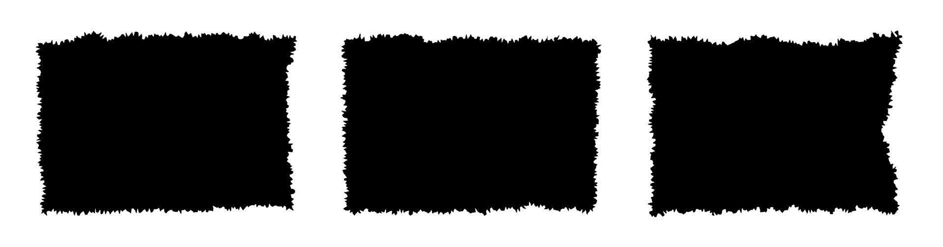 Rough edge rectangle shape collage. Paper torn, jagged edge rectangle frame set. Grunge, old ...