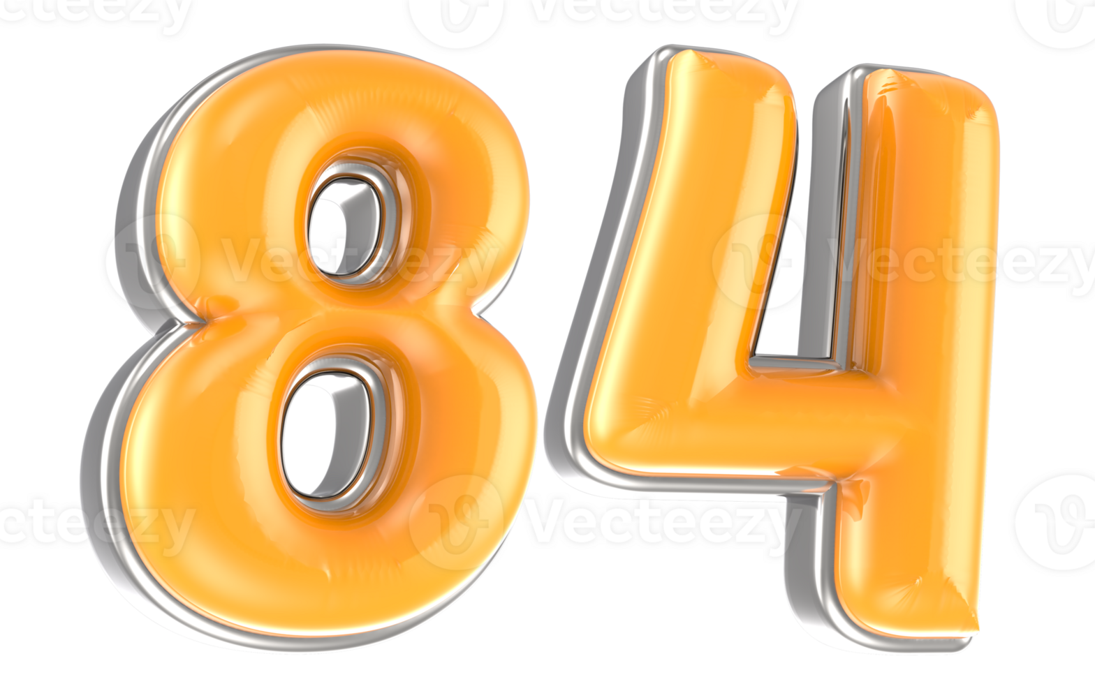 blanc et Jaune nombre 84 3d rendre 51804978 PNG